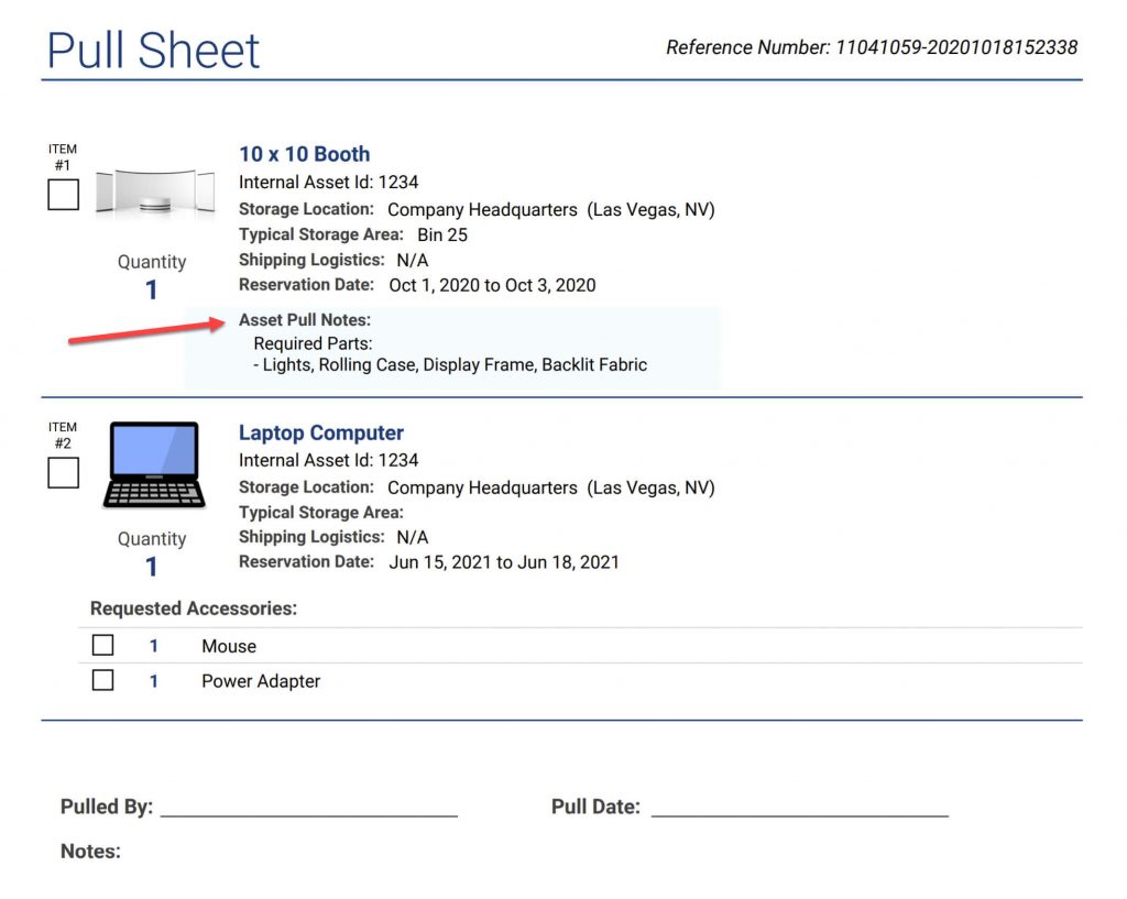 Asset Pull Notes - Exhibit Day