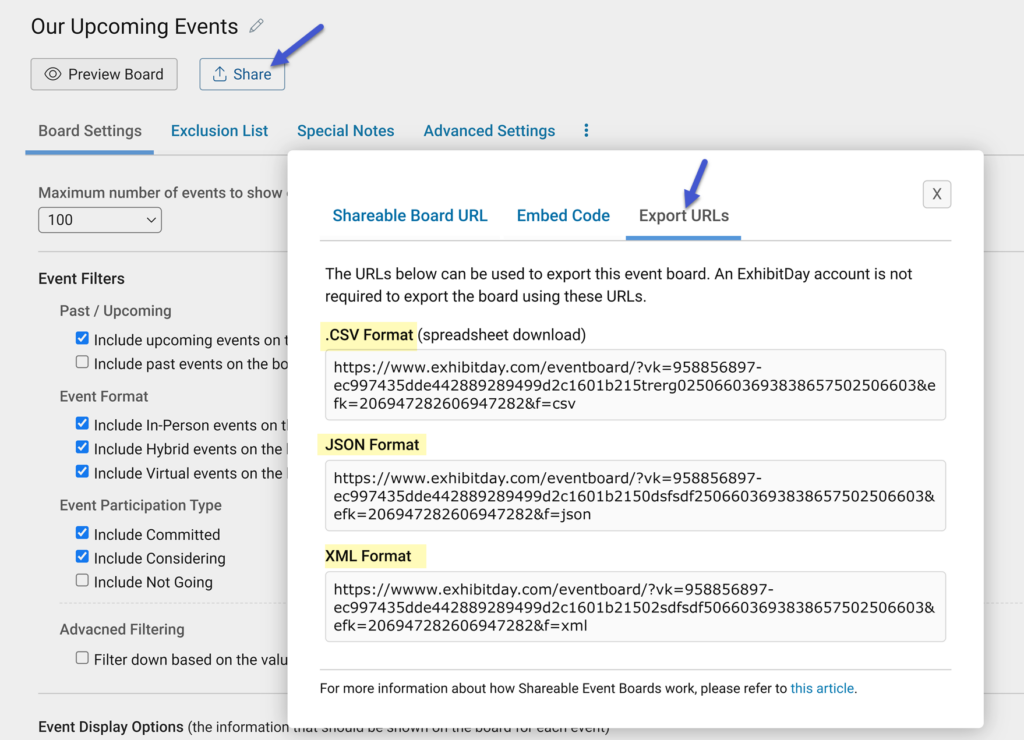 Shareable Event Boards - Exhibit Day