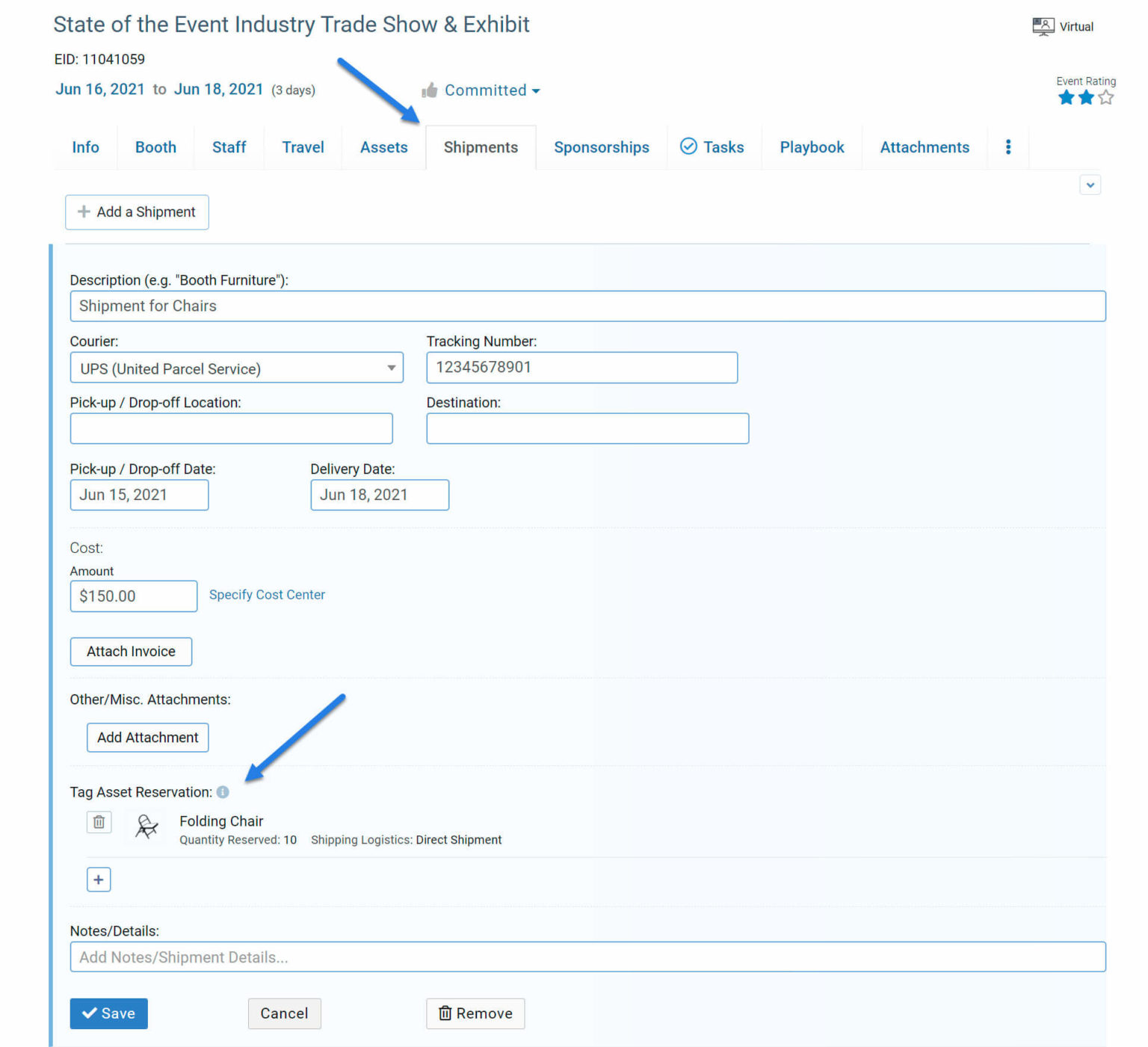 Tagging Asset Reservations in Shipments - Exhibit Day