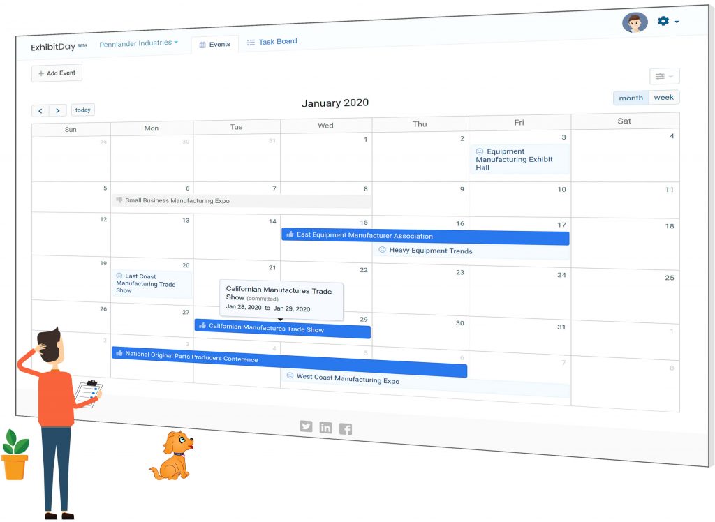 Calendar View of Trade Shows and Exhibits - Exhibit Day