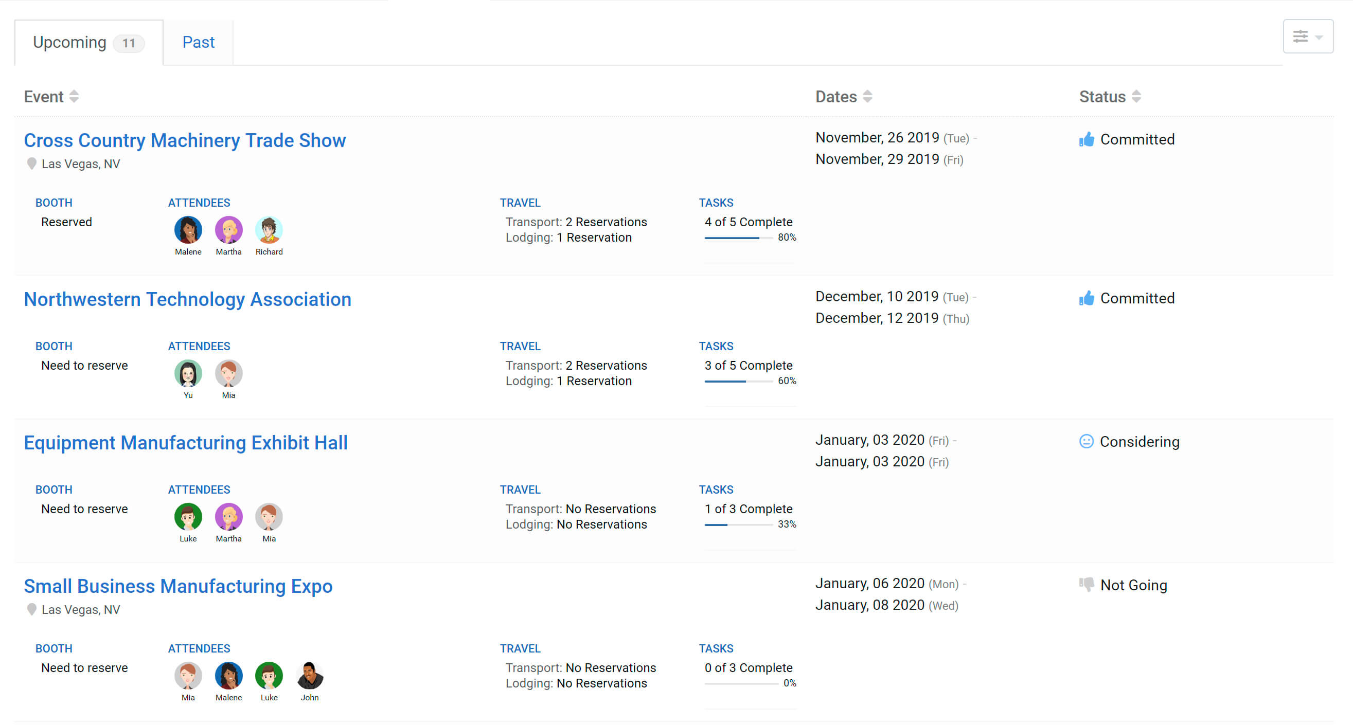 Calendar View of Trade Shows and Exhibits - Exhibit Day